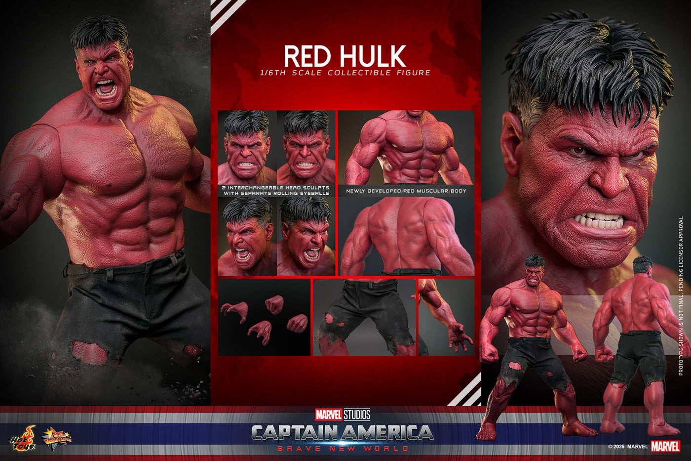 Red Hulk (Captain America: Brave New World) Sixth Scale Figure by Hot
